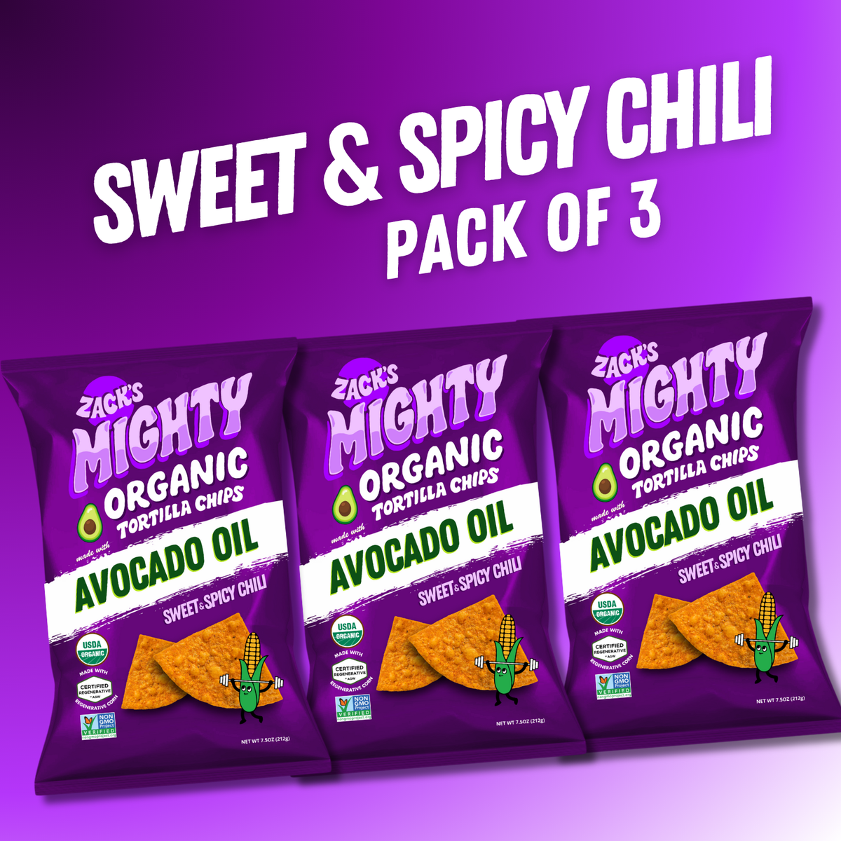 Sweet and Spicy Chili Avocado Oil Tortilla Chips - 3 pack – Zack's Mighty